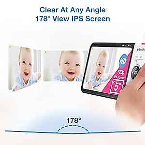 VTech VM928HD 5” 720p HD Display, Super 110 Wide Angle View Baby Monitor, Remote Pan-Tilt-Zoom,Night Vision, Up to 1000ft Range, Temperature Sensor, 9 Soothing Sounds & Lullabies,2-way Talk, No WiFi