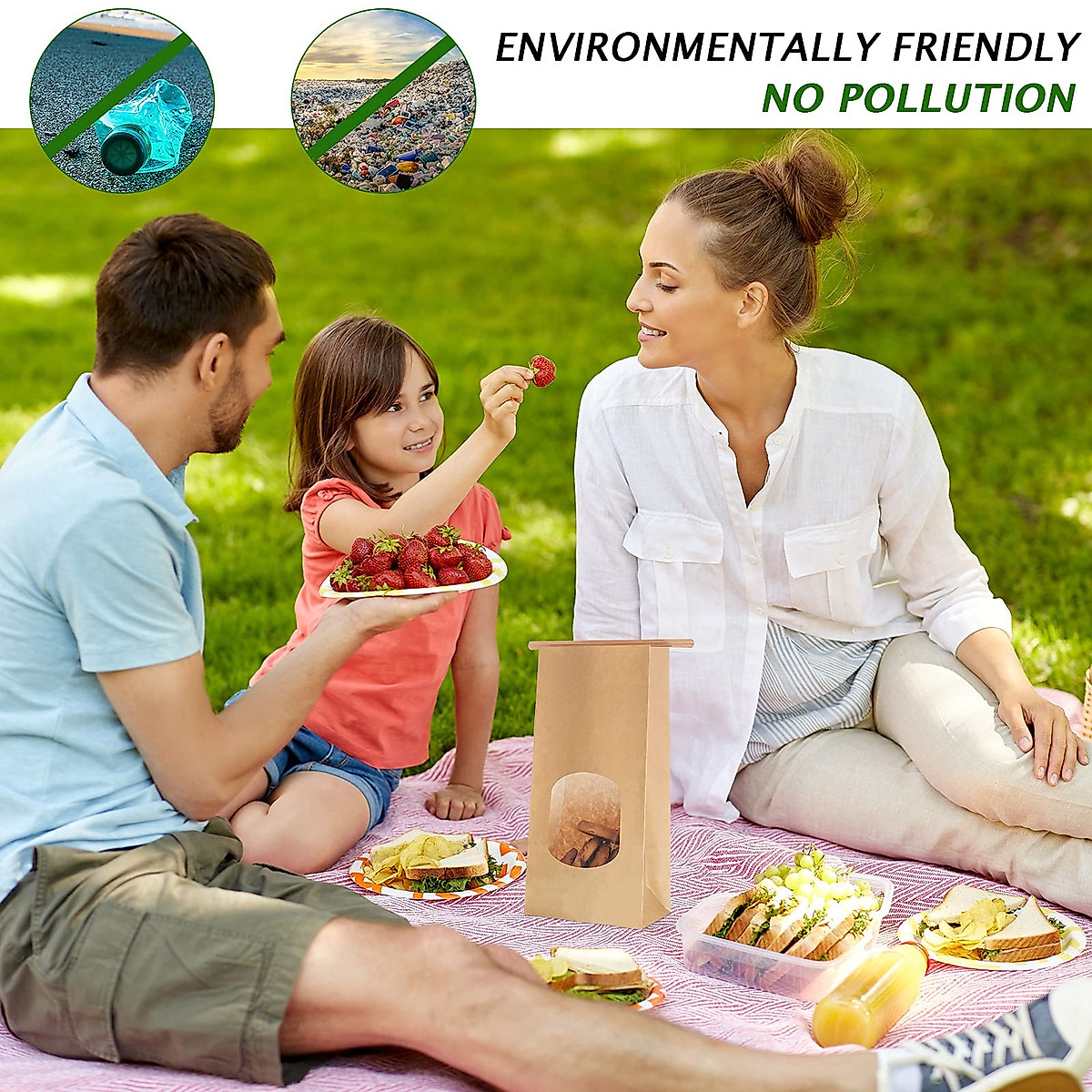 Glenmal 150 Pieces Bakery Bags with Window Kraft Packaging Treat Bag Tin Tie Tab Lock Cookie Bread Paper Coffee Bean Storage for Food Crafts Container (3.54 x 2.36 6.7 Inch), brown