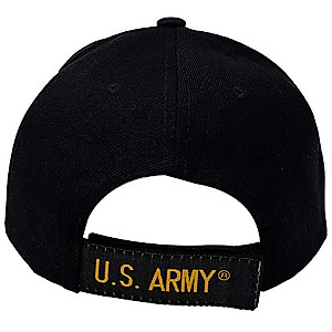 DANKONG Acrylic Military Hat - US Warriors Official Licensed Army Hat 3D Embroidered with Size Adjustable Hoop and Loop Closure for Men and Women - Circle Army Logo with Side Logo - Black