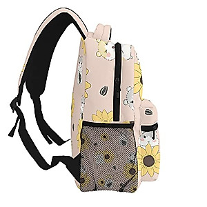 Hamster and Sunflower On Blue Background Print Backpacks Daypack Backpack Bookbag Sports Rucksack Work Travelling