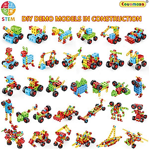 COUOMOXA Building Toys, 404 Pieces STEM Toys Kit Creative Construction Engineering Learning Set for 5, 6, 7, 8+ Year Old Boys&Girls Best Toy Gift for Kids |Take-A-Part Building Blocks