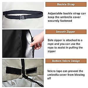 POYEE Umbrella Cover, 420D Waterproof Outdoor Patio Umbrella Cover for 9ft to 14ft Market Umbrella or 15ft Double-sided Umbrella, Coffee