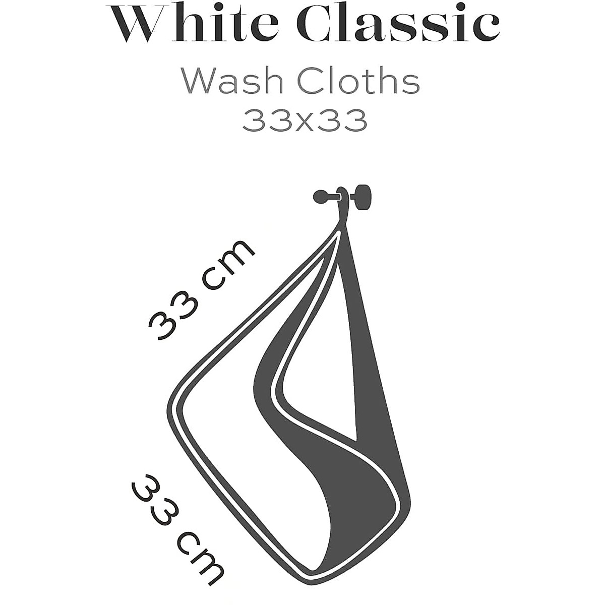 WhiteClassic Luxury Cotton Washcloths - Large Hotel Spa Bathroom Face Towel | 12 Pack | White