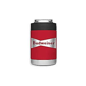 Budweiser Stainless Steel Can Insulator, Insulated Beverage Holder for Standard Size Can and Bottle, Can Cooler for Beer and Soda