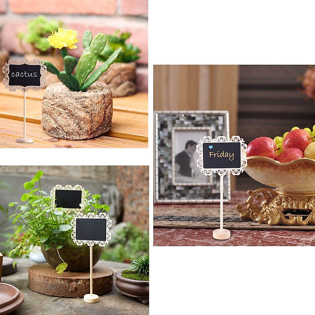 Youngine Pack of 15, Mini Chalkboards Cards with Stand for Reminders Labeling,Weddings Place Cards, Food Signs, Party Supplies, Table Numbers, and Special Event Decoration (Wave)