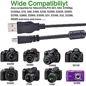 Replacement UC-E6 USB Cable Photo Transfer Cord Compatible with Nikon CoolPix, L, D, P, Series Digital Camera D3300 D750 D7200 Coolpix L340 L32 A10 P520 P500 S6000 S9200 S3300 S9100 and More