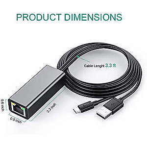 Fire TV Stick Ethernet Adapter,Ethernet Adapter for Fire Stick and Chromecast,Chromecast Ultra 4k,Fire TV Cube,Chromecast 3/2/1,Micro USB to LAN RJ45 with Power Supply Cable