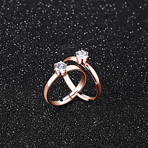 Junkin 48 Pieces Ring Bridal Wedding Fake Rings Decorations Diamond Engagement Rings Bridal Shower Rings Diamond Rings for Party Supply (Rose Gold)