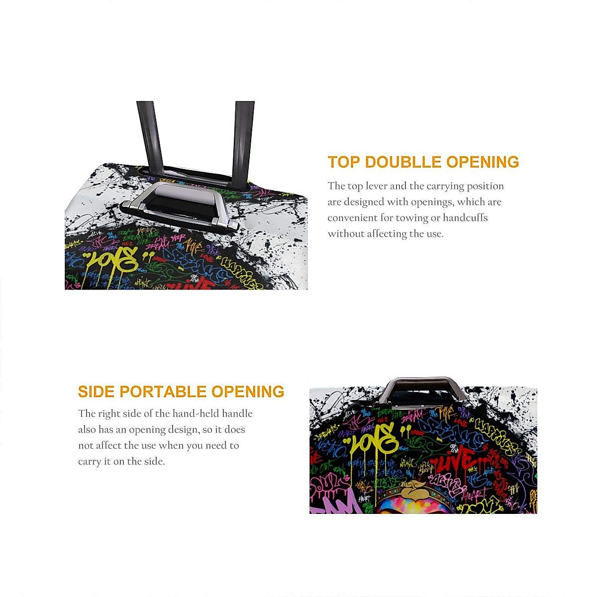 NELife Travel Suitcase Protector African American Girl Elastic Protective Washable Luggage Cover With Concealed Zipper Suitable For 18-32 Inch -M(A little large)