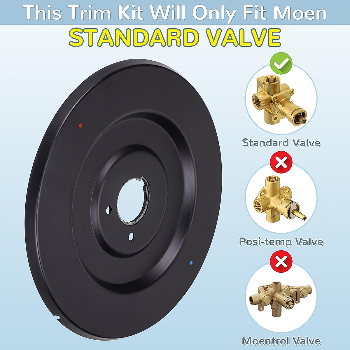 Chateau Collection Escutcheon Replacement for Moen 16090, for One-Handle Tub and Shower Faucets, Matte Black