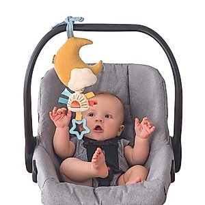 Itzy Ritzy – Musical Pull-Down Toy - Bitzy Notes Baby Musical Toy Attaches to Car Seat, Play Gym, or Stroller & Plays a Soothing Melody, Infant Toy for Ages 0 Months and Up (Moon)