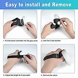 AMZDM Controller Grip for Oculus Meta Quest 2 Accessories Grips Cover for VR Touch Controllers Covers Protector with Non-Slip Joystick Covers 1Pair Black