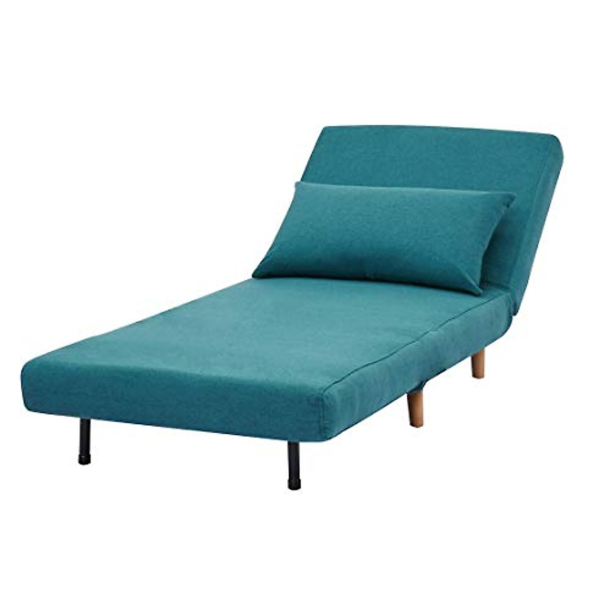 GIA Tri-Fold Convertible Polyester Sofa Bed Chair with Removable Pillow and Legs, Peacock Blue 1 pack