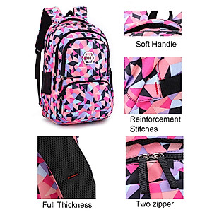 JiaYou Girl Geometric Printed Primary Junior High University School Bag Bookbag Backpack(2# Black,35 L)