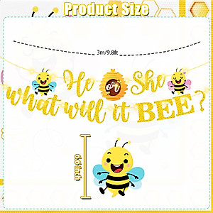 Yingoto 168pcs What Will it Bee Gender Reveal Decorations Tableware Set, Bee Gender Reveal Decorations Include Banner, Plates, Napkins, Tablecloth, Bee Party Decorations for Baby Shower, Serve 25