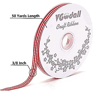 Red Gingham Ribbon, 3/8" x 50Yd Red and White Thin Crafts Ribbon Buffalo Checker Ribbons for Hair Accessories Picnic School and Christmas Gift Wrapping