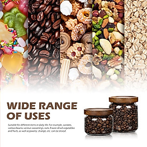 2PCS Small Glass Storage Jars with Airtight Lids, 17 fl oz (500ml) coffee container with Wooden Lid, Glass Pantry Canister for Beans, Rice, Sugar and etc (2PCS, 500ML)