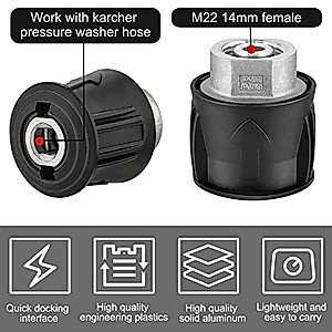 Tondiamo 2 Pcs Pressure Washer Adapter Pressure Washer Fitting M22 14mm Female Fitting Pressure Washer Hose Connector for Gun and Power Washer Pressure Washer Coupler Only Compatible with Karcher Hose