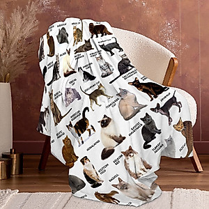 Cute Cat Blanket for Boys Girls, Ultra Soft Kids Cat Throw Blanket for Cat Lovers, Lightweight Cozy Cat Gifts Blanket for Christmas Thanksgiving Bed Couch Sofa 40x50in