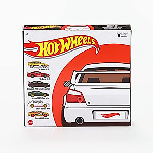 Hot Wheels Japanese Multipacks of 6 Toy Cars, 1:64 Scale, Authentic Decos, Popular Castings, Rolling Wheels, Gift for Kids 3 Years Old & Up & Collectors