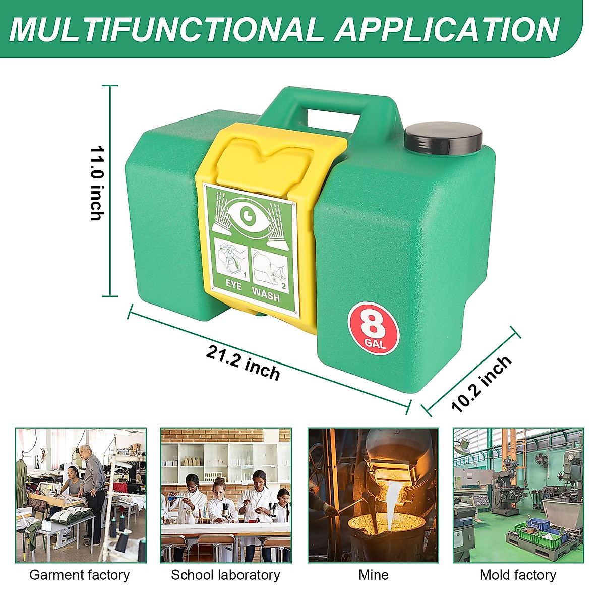 Portable Eyewash Station OSHA-Approved Emergency - Yzzwer 8 Gallon Wall Mounted Eye Wash Irrigation Kit Ansi Certified