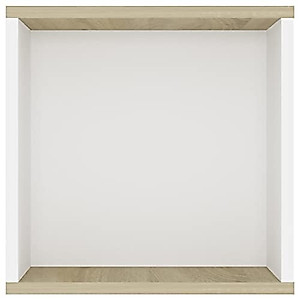 SLGSDMJ Bedroom, Living Room Storage Unit, Modern Entertainment Center Media Rack, Suitable for Living Room, Bedroom, Office, etc. Wall-Mounted TV Cabinet White and Sonoma Oak 40.2"x14"x14" Chipboard