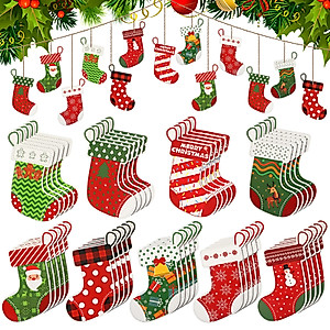 45 Pieces Christmas Stocking Cutouts Assorted Xmas Stocking Cutouts Christmas Classroom Bulletin Board Decoration for Christmas Classroom Indoor Decoration