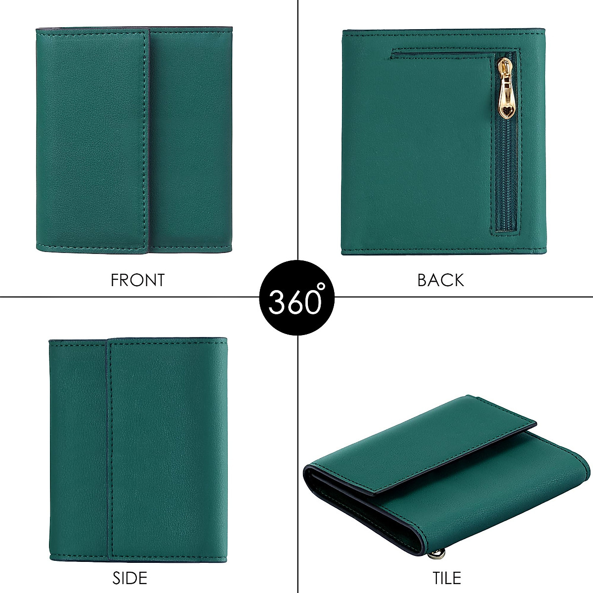 Travelambo RFID Blocking Small Mini Compact Wallet Coin Pouch Holder Trifold Credit Card Holder Pocket Purse for Women (Napa Green)