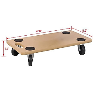 ZenithX Furniture Moving Dolly, Heavy Duty Wood Rolling Mover with Wheels for Piano Couch Fridge Heavy Items, Securely Holds 500 Lbs (2pcs 22.8"" x11.2"" Platform), YYUE-240412-10
