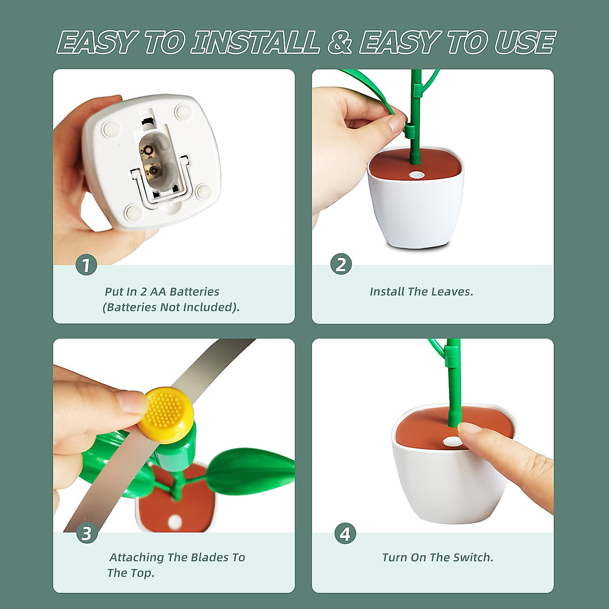 4PCS Fly Fans for Tables, Fly Repellent Fan to Keep Flies Away, Retratavle Food Fans for Camping, Picnic, Outdoor or Indoor Meals(Flowerpot Modeling)