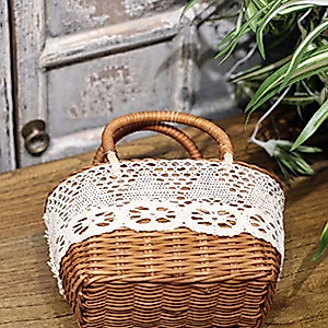 UXZDX Hand-Woven Small Flower Basket Rattan Small Flower Basket Flower Basket Simulation Flower Basket
