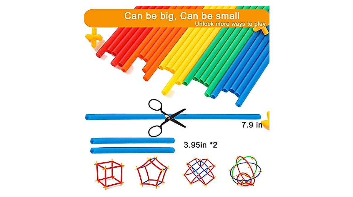 RAINBOW TOYFROG STEM Building Straws for Creative Kids - 300 Pcs