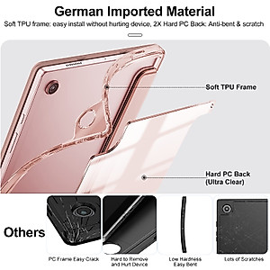 INFILAND Compatible with Samsung Galaxy Tab A8 Case Cover with HD Clear Transparent Back Fit Galaxy Tab A8 10.5 inch 2022 SM-X200/X205/X207 [Auto Wake/Sleep] Rose Gold