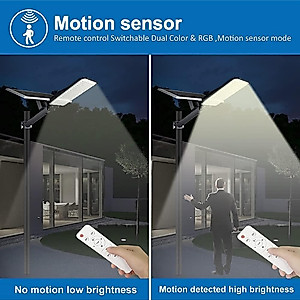 COORHEIX Solar Street Light,Solar Lamp Outdoor Security Led Flood Lights Pole Light Dusk to Dawn Remote Control with Motion Sensor 43000 Lumens for Parking Lot,Stadium,Pathway,Yard,Roadway