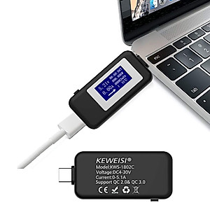 ICQUANZX Type-C USB Tester USB Power Meter, USB C Voltage Tester Multimeter 0-5A 4-30V Current Meter Tester, USB-C Charger Tester, Color Display Type C Voltmeter Ammeter.