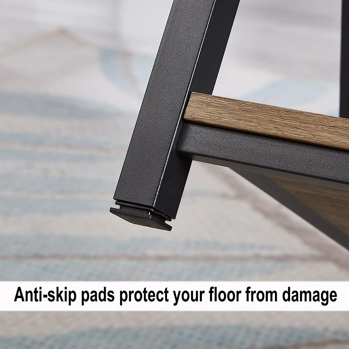 FOLUBAN Side Table with Storage Shelf, Rustic End Table for Living Room, Wood and Metal Nightstand for Bedroom, Oak