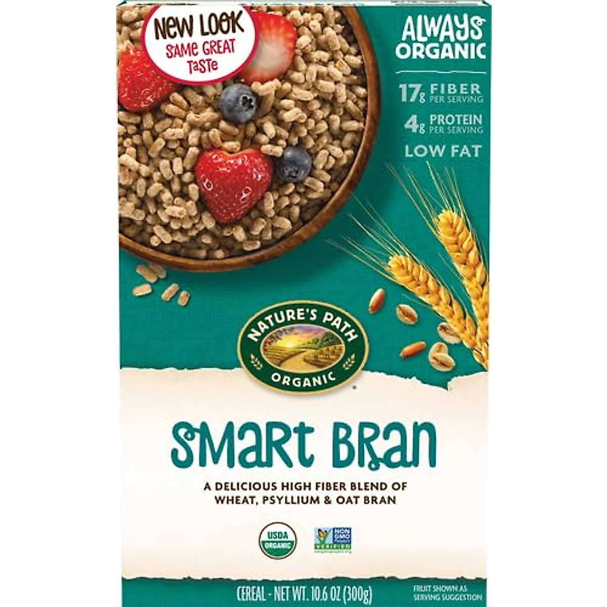 Nature's Path Organic Smart Bran Cereal, 10.6 Ounce, Non-GMO, 17g Fiber, 4g Protein