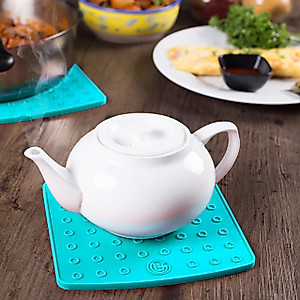 Premium Silicone Pot Holder for Pots/Pans | Multipurpose Trivets | Hot Pad, Spoon Rest, Coaster and More | 2 Pads | Featuring Heat Resistant Core Tech | UpGood Pro Series (Cool Kitchen Tools, Teal)