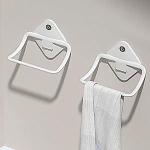 White Towels Bathroom Towel Ring Towel Rack Wall Mounted Hand Towels Holder Towel Hanger Hand Towel Rod for Bathroom Organizer Kitchen Storage Plastic Organizers