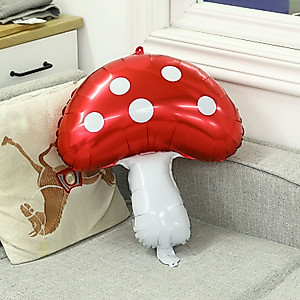 3Pack 31'' Mushroom Foil Balloon,Mushroom Birthday Party Supplier Fairy Princess Birthday Woodland Theme Balloon Baby Shower Supplies Fairy Garden Party Mushroom Decoration Enchanted Forest Decoration