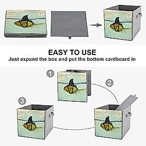 Perfect Disguise Foldable Storage Bins Printd Fabric Cube Baskets Boxes with Handles for Clothes Toys, 11x11x11