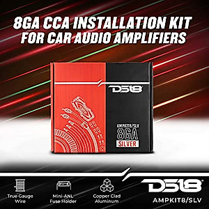 DS18 AMPKIT0 – 8GA CCA Installation Kit for Car Audio Amplifiers - True Gauge Wire - Complete Amplifier Installation Wiring Kit with Fuse Holder 60A