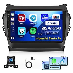 Roinvou [2G+64G] for Hyundai Santa Fe 2013-2017 Car Radio with Wireless Carplay/Android Auto, 9 Inch Android 13 IPS Touch Screen Car Stereo, Bluetooth, GPS, WiFi, SWC, HiFi + AHD Backup Camera
