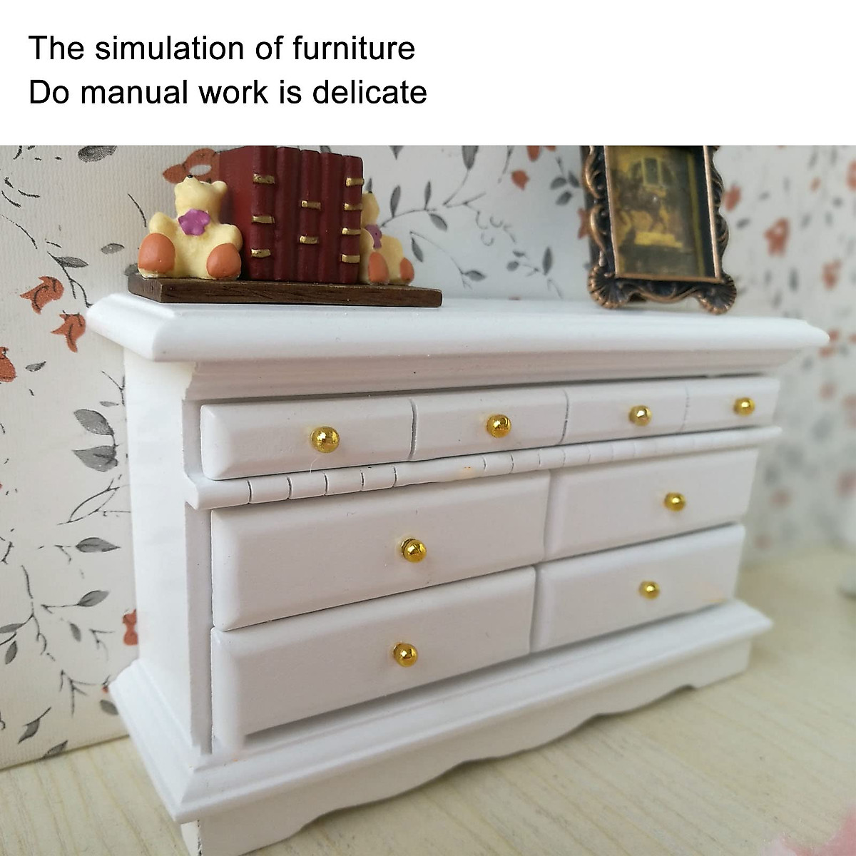 Dollhouse Furniture Set, 1:12 Scale 6pcs Set Exquisite Dollhouse Bedroom for Indoor for Kids