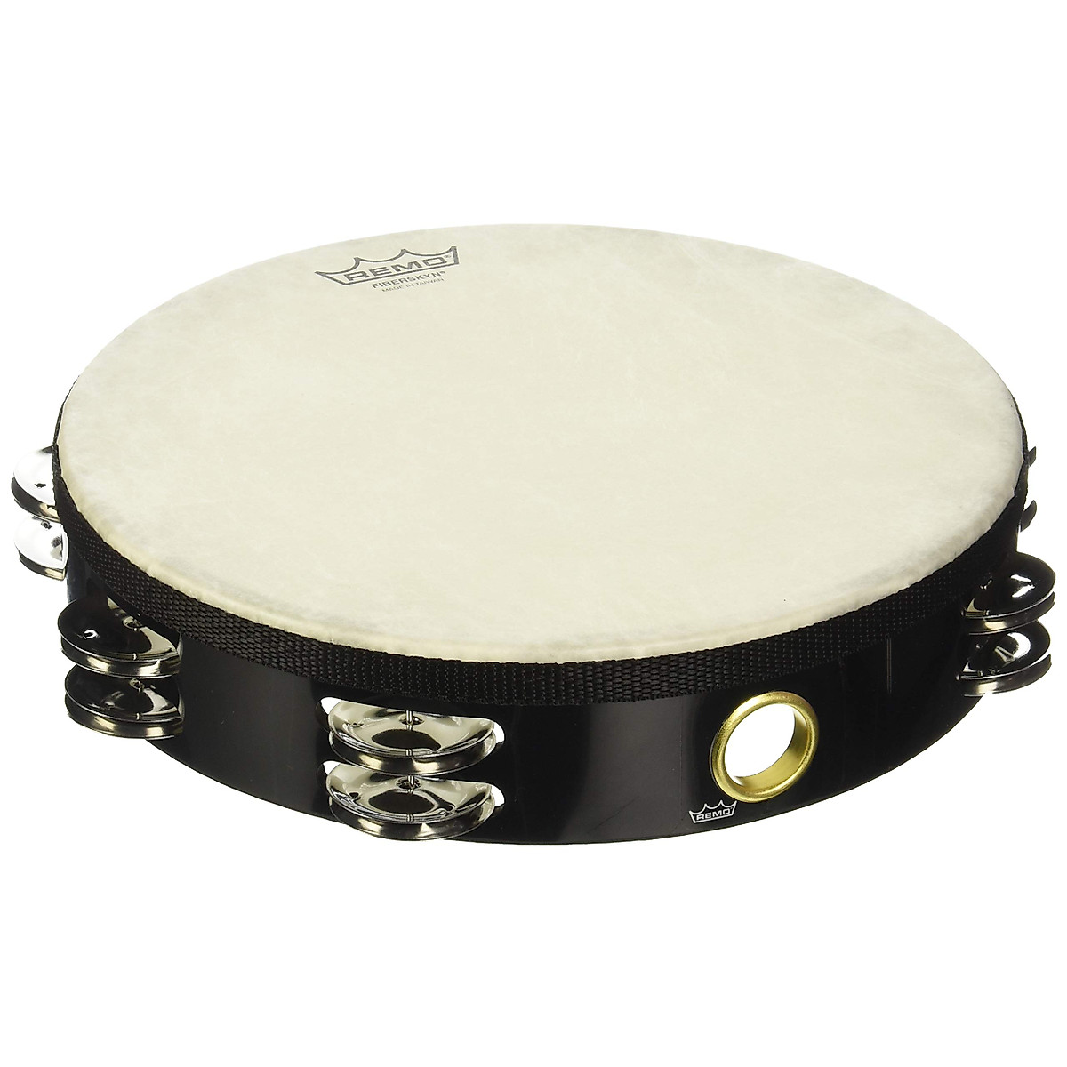 Remo TA-5210-70 Fiberskyn Tambourine - Quadura Black, 10"