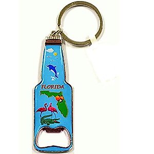 Bottle Shaped Florida Scenic Bottle Opener Keychain - Florida Souvenirs