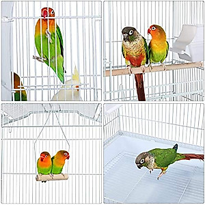 White 14-inch Extra Small Birds Parakeet Wire Bird Cage for Finches Canaries Lovebirds Green Cheek Conure Perfect Bird Travel Cage and Hanging Bird House