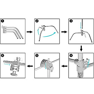 Photo Studio Stainless Steel Heavy Duty C Stand with Boom Arm - Max Height 11ft/331cm Photography Light Stand with 4ft/128cm Holding Arm, 2 Grip Head for Studio Monolight, Softbox, Reflector
