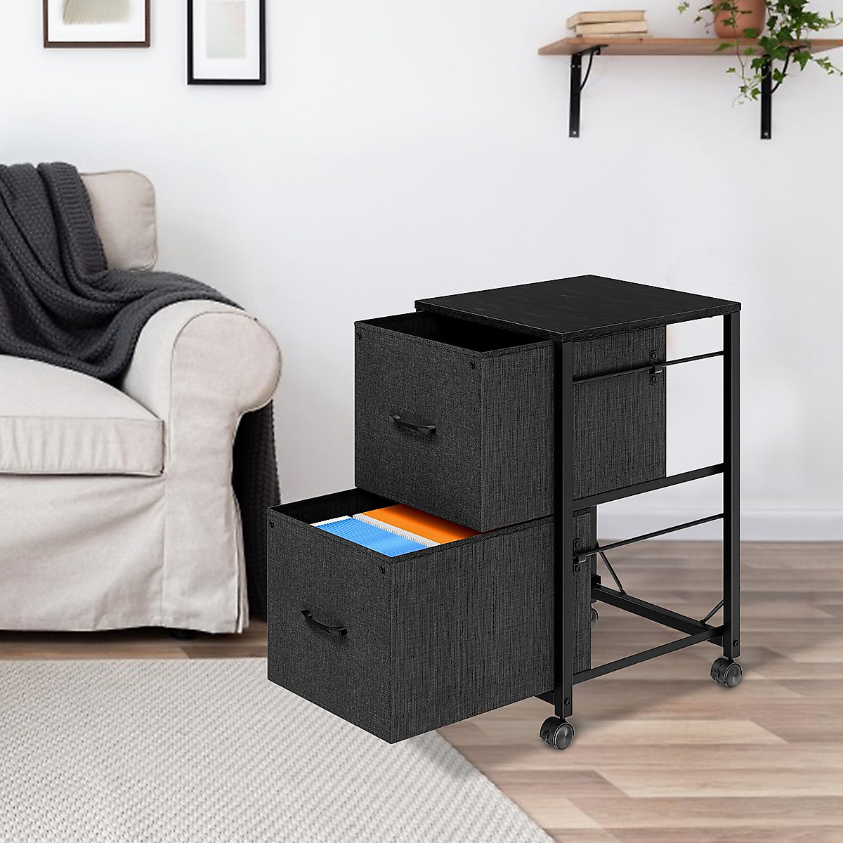 Raybee File Cabinets for Home Office 2 Drawer File Cabinet Filing Cabinets for Home Office Small File Cabinet on Wheels Office File Cabinets Fabric,for Letter/Legal / A4