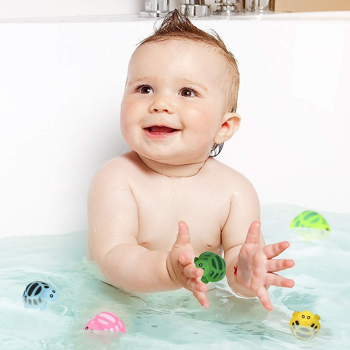 ArtCreativity Rubber Water Squirting Turtles, Pack of 12, Bathtub and Pool Toys for Kids, Safe and Durable Water Squirters, Birthday Party Favors, Goodie Bag Fillers